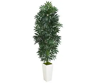 NEARLY NATURAL 5' Bamboo Palm Plant In Planter By