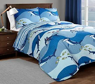 LUSH DECOR Shark Allover 3-piece Full/queen Quilt Set L Ush Decor