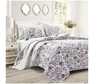LUSH DECOR Tanisha Reversible Quilt, 3 Pc, Fl/q N