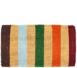 J&M HOME FASHIONS Imperial Multi Stripe Natural Coir Doormat