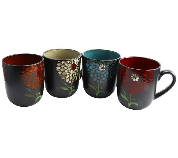 Gibson Home Gardenia Cafe 4 Piece 16 Oz Assorte D Mug Set