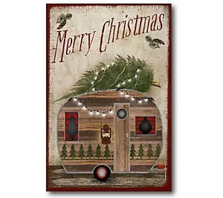 COURTSIDE MARKET Camper Rustic Christmas 18x26 Anvas