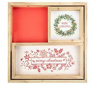 NORTHLIGHT 3 Merry Wood Plaques & Serving Tray / Handles 16