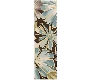 NOURISON HOME Botanical 2'3' X 8' Graphic Floral Han Dhooked Rug