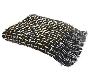 OX BAY TRADING CO. Ox Bay Modern Interwoven Throw Blanket With Fringe
