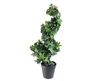 NORTHLIGHT 1.8' Green & Black Potted Ivy Spiral Topiary Tree