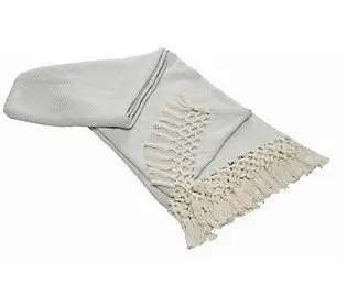 OX BAY TRADING CO. Ox Bay Soft Gray Chevron Throw Blanket With Fri Nge