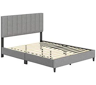 PEDICSOLUTIONS Boyd Leah Linen Upholstered Bed, No Box Spring Equired, Full
