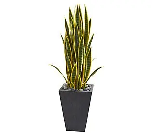 NEARLY NATURAL 3.5' Sansevieria Artificial Plant In Slate Plan Ter