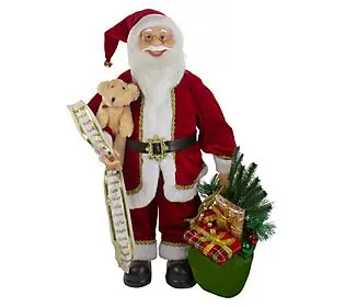 NORTHLIGHT 2' Standing Santa W/ Presents & Naug Ty/nice List