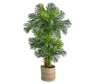 NEARLY NATURAL 6' Hawaii Artificial Palm In Woven Planter N Arly Natural