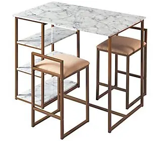 TEAMSON Marmo Table Dining Set Faux Marble Top