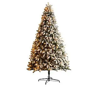 NEARLY NATURAL 9 Ft. Flocked Spruce Tree W/850 Ed