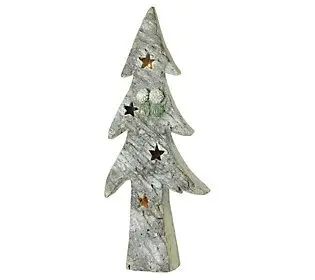 NORTHLIGHT 30' White And Green Led Glitter Tree Tabletop Decor