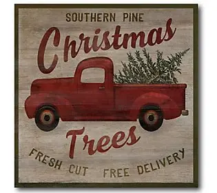 COURTSIDE MARKET Pick-up Truck Trees 16x16 Canv As