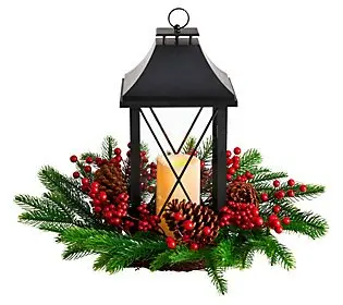 NEARLY NATURAL 16' Berries, Pinecones & Greener Y W/lantern