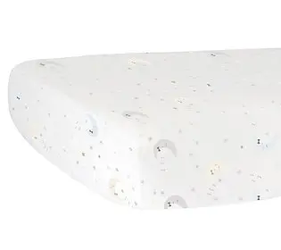 LUSH DECOR Hello Spud Gray On Moon Fitted Crib Sheet