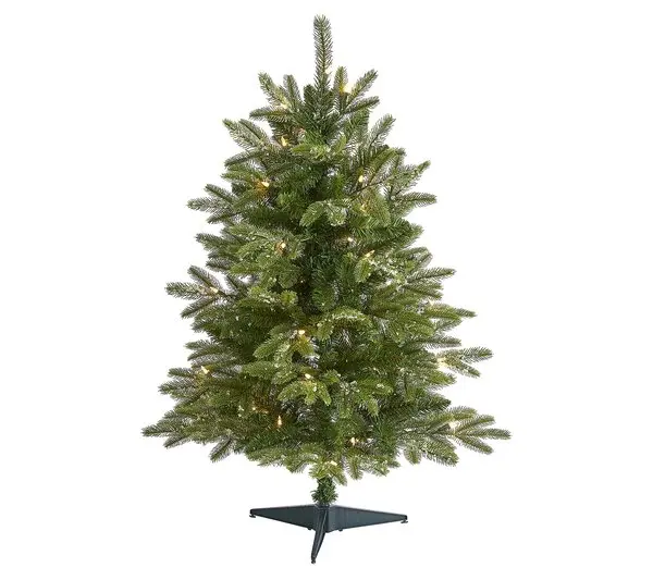 NEARLY NATURAL 3' Snow Grand Teton Fir Tree W/ 0 Leds
