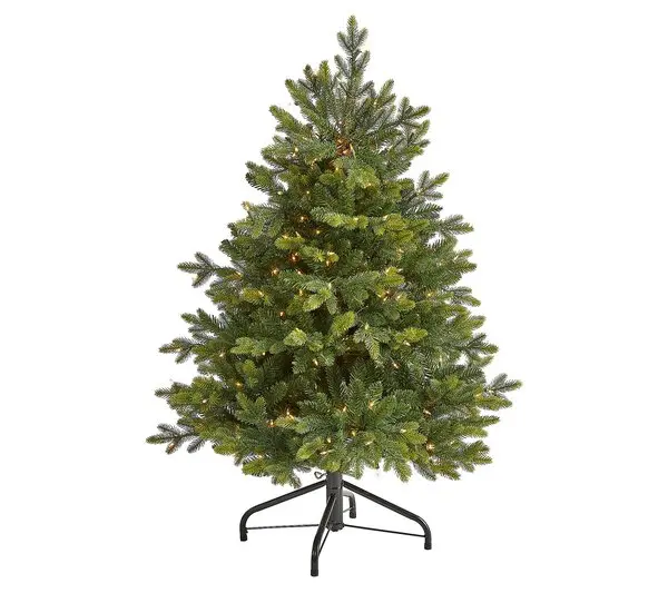 NEARLY NATURAL 4' North Carolina Fir Tree W/ 25 Clear Leds