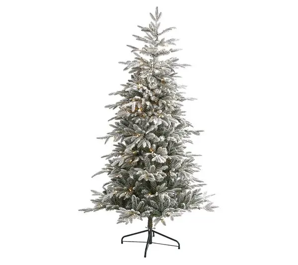 NEARLY NATURAL 6.5' Flocked Manchester Spruce T Ee W/300 Leds
