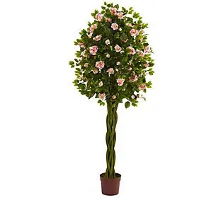 NEARLY NATURAL 6' Rose Artificial Tree With Woven Trunk Nea Rly Natural