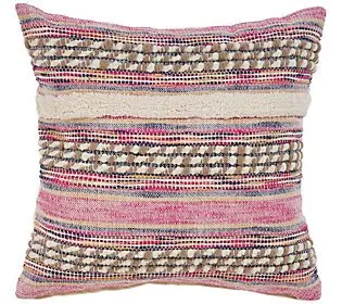 OX BAY TRADING CO. Ox Bay Pink Multi-striped Throw Pillow
