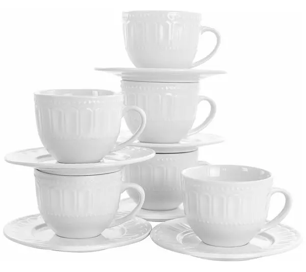 ELAMA 12 Piece Charlotte Mug & Saucer Set