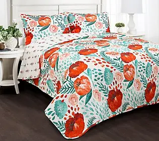 LUSH DECOR Poppy Garden 3-piece Full/queen Quilt Set Lu Sh Decor