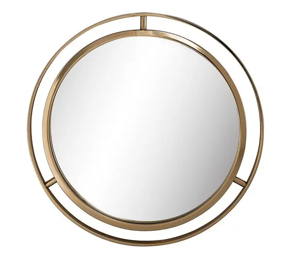 GLITZHOME Deluxe Metalic Modern Fusion Round Mi Rror