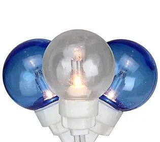 QVC Sienna 100 Blu/clear G30 Globe Icicle Lights-9. 5'white Wire
