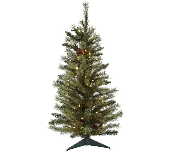 NEARLY NATURAL 3' Lit Christmas Tree With Pine Cones By