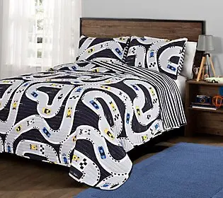 LUSH DECOR Car Tracks 2-piece Twin Navy Quilt Set Lush Ecor