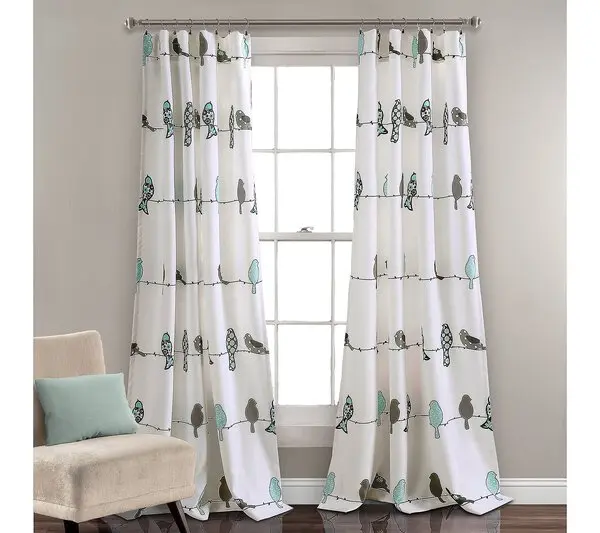 LUSH DECOR Rowley Birds Room Darkening Window Curtains Ush Decor