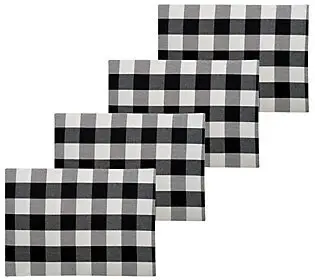 VALERIE PARR HILL Set Of 4 Franklin Black Placemats Valerie
