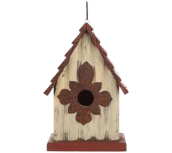 GLITZHOME A-frame Style Distressed Lawn Garden Irdhouse