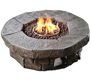 TEAMSON Outdoor Round Propane Gas Fire Pit