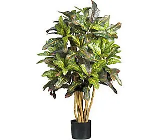 NEARLY NATURAL 3' Croton Tree With 180 Leaves Nearly Natura L