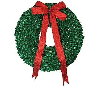 NORTHLIGHT Glittered Leaves Wreath 28' Clear Ights