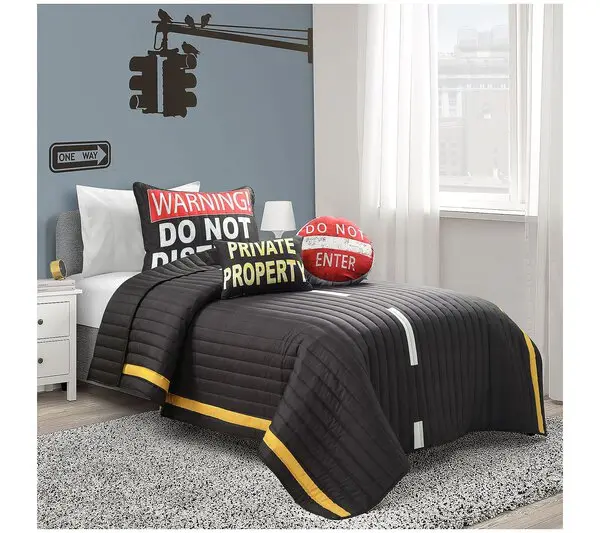 LUSH DECOR Highway Reversible Quilt 5pc Set Ful L/queen