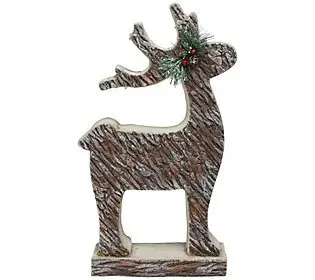 NORTHLIGHT 19' Brwn/silvr Wood Look Deer Statue Decor