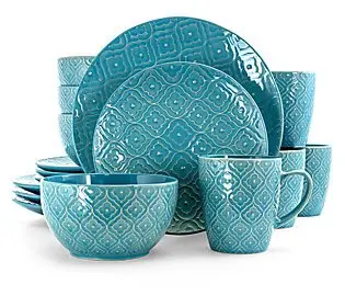 ELAMA White Lilly 16-piece Stoneware Dinnerware Set