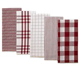 DESIGN IMPORTS Set Of 5 Farmhouse Woven Kitchen Towels