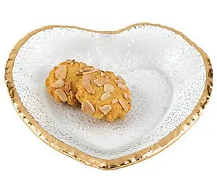 BADASH CRYSTAL Crystal Gold Edge Glass Heart Plate