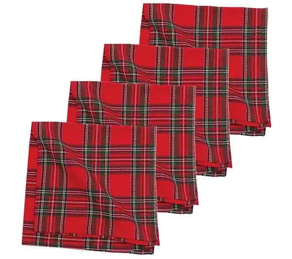 VALERIE PARR HILL Arlington Plaid Set Of 4 Napkins Valerie