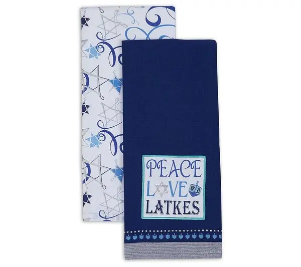 DESIGN IMPORTS Set Of 2 Peace Love Latkes Kitch En Towels