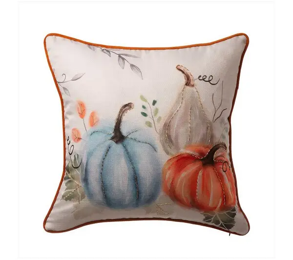 GLITZHOME Fall Faux Burlap Pumpkin Decorative P Illow Cover