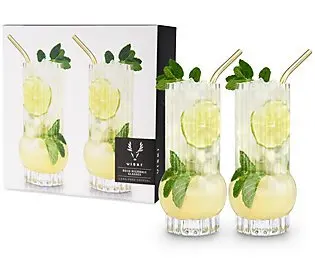 VISKI Set Of 2 Deco Crystal Highball Glasses - One-color