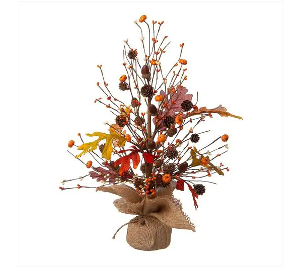 GLITZHOME Fall Harvest Indoor Leaves And Pineco Nes Tabletop