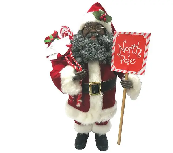 SANTA'S WORKSHOP 15-1/2' African American North Pole Santa Sa Nta's Workshop