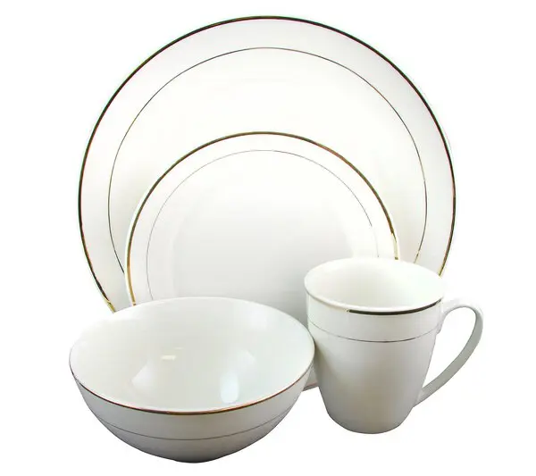 Gibson Home Palladine 16-piece Dinnerware Gold Banded Set
